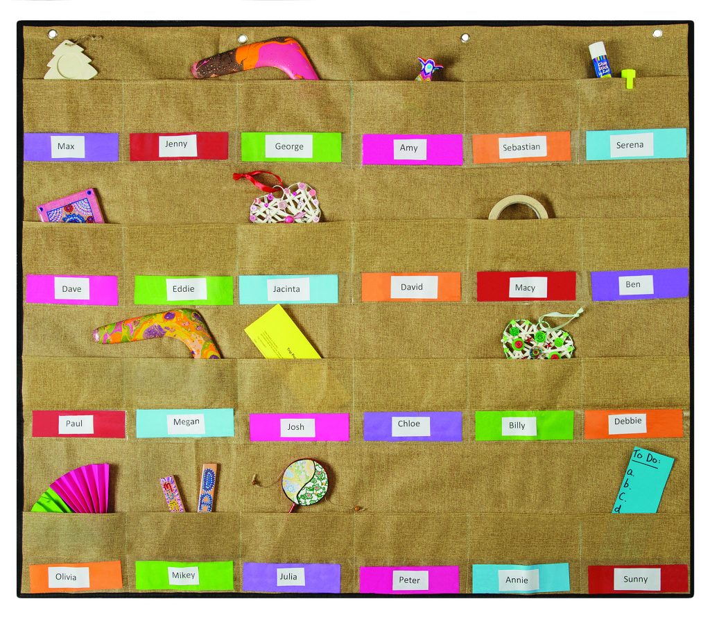 Natural Hessian Pocket Chart 24 Pockets - Step4