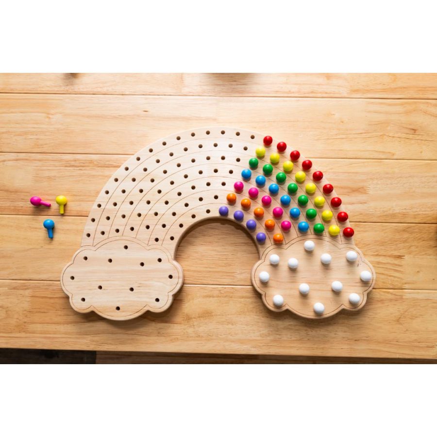 Natural Rainbow Wooden Peg Board - Step4