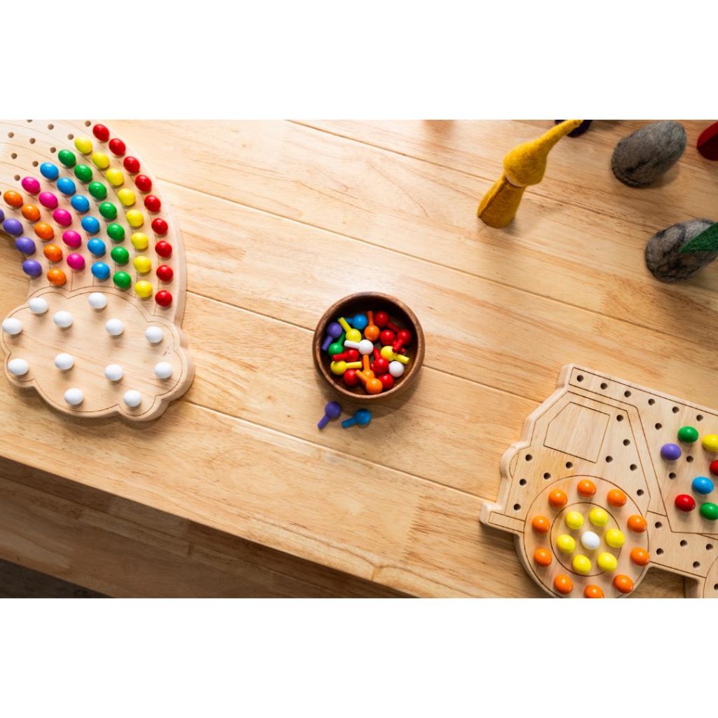 Natural Rainbow Wooden Peg Board - Step4