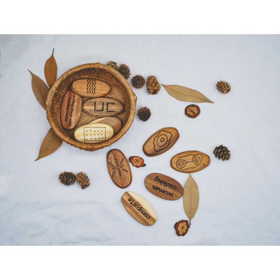 Aboriginal Symbol Wooden Stones (10pcs) - Step4