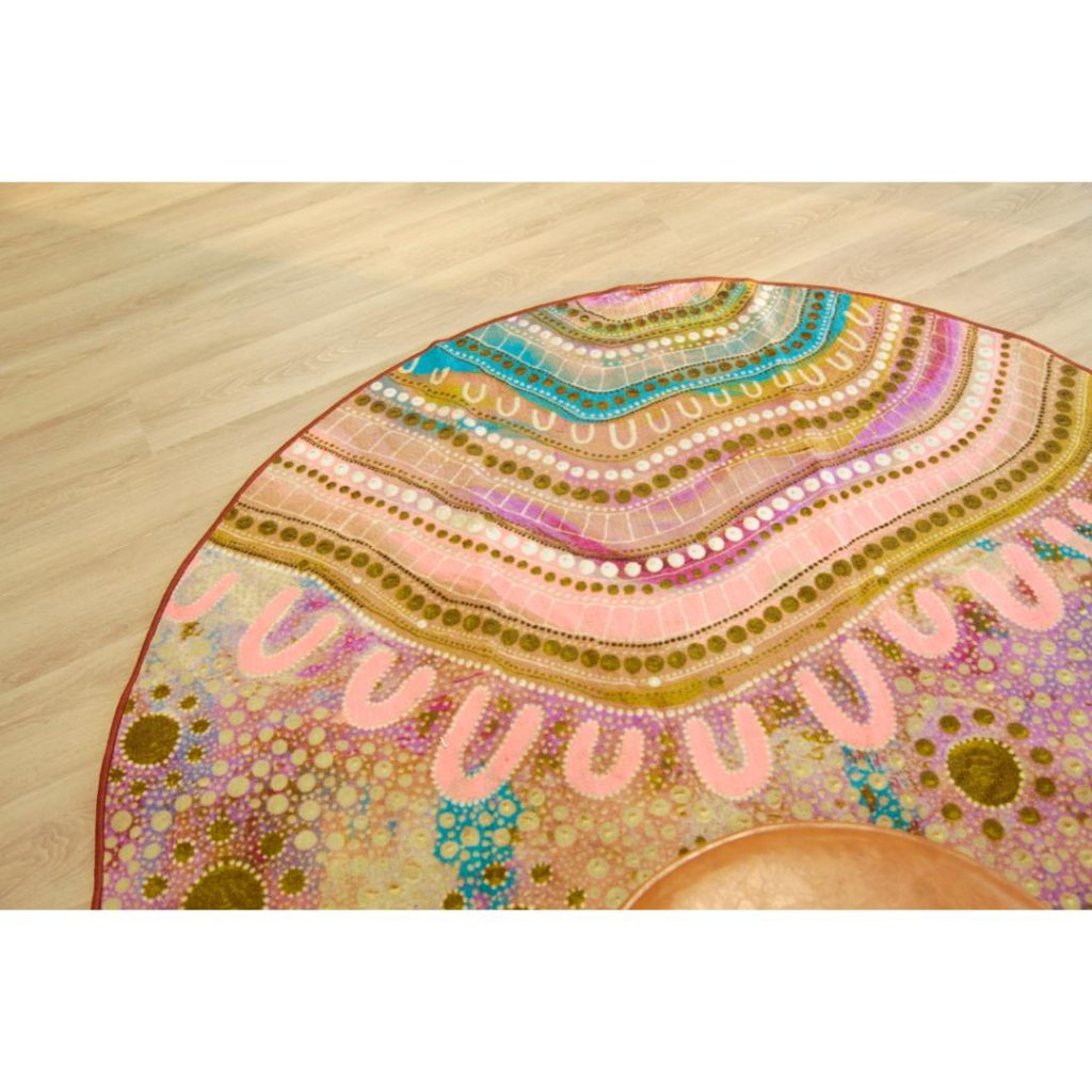 Indigenous 'Representation of Beauty' Rug - Circular 2m dia - Step4